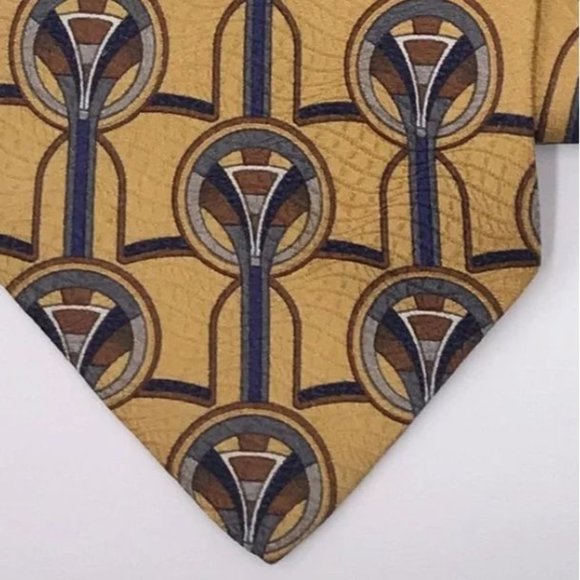 Pavia | Accessories | Pavia Necktie Gold Geometric Shapes Made In Italy ...